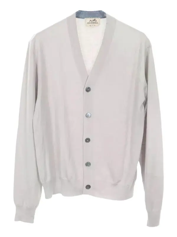 Hermès 2010s V-neck Wool Cardigan - Grey