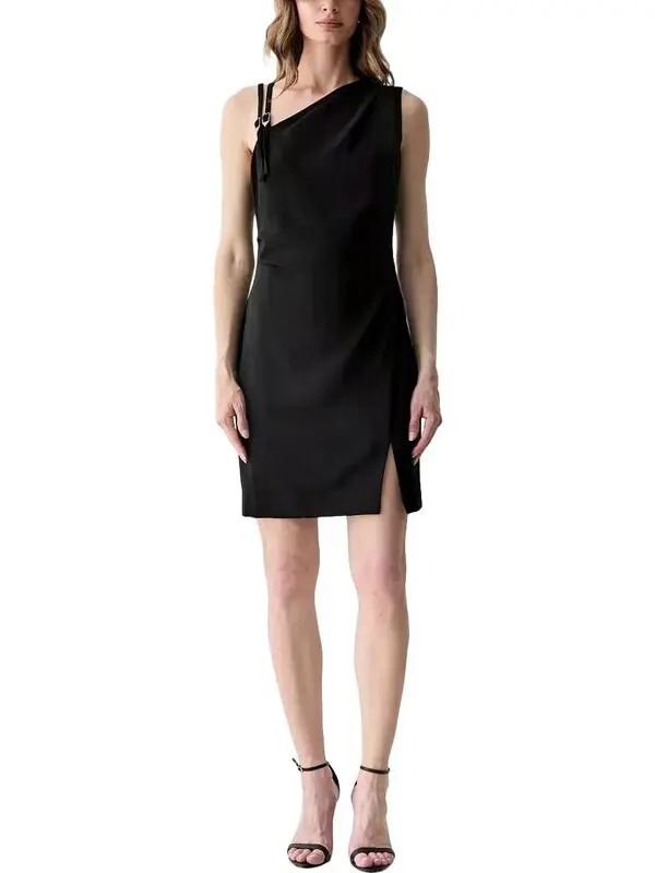 Guess Mini Buckle-detail Asymmetric-neck Dress - Black
