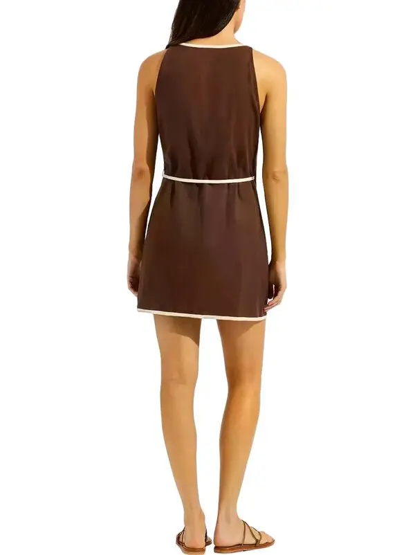 Seafolly Contrast-trim Wrap Mini Dress - Brown