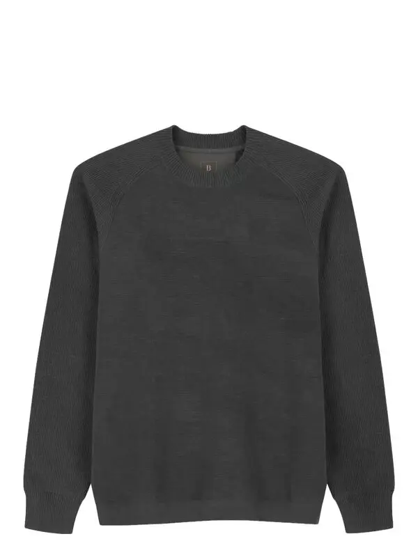 Boggi Milano Crew Neck Jumper In Merino Wool Blend Wooltech - Grey