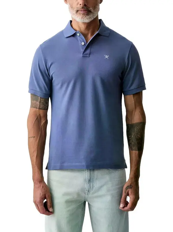 HACKETT LONDON Logo-embroidered Buttoned Polo Shirt - Blue