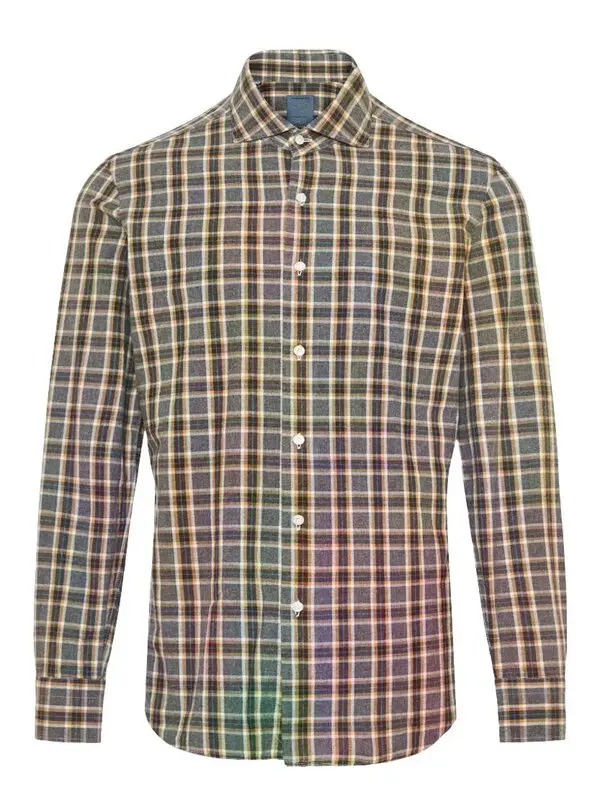 BARBA NAPOLI Check-pattern Long-sleeve Shirt - Grey