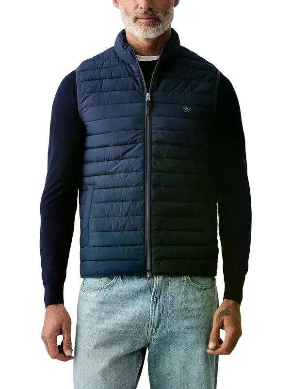HACKETT LONDON Quilted Logo-embroidered Gilet - Blue