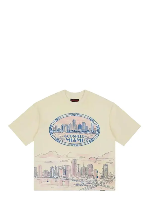 GODSPEED Miami Skyline Graphic-print T-shirt - Neutrals