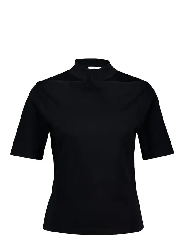 COURREGES Cut-out Merino Wool T-shirt - Black