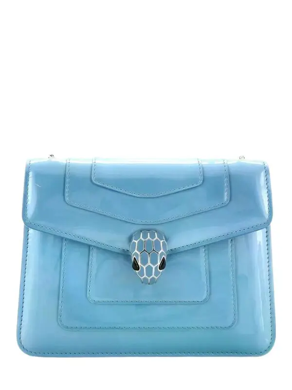 BVLGARI Serpenti Forever Square Patent Small Shoulder Bag - Blue