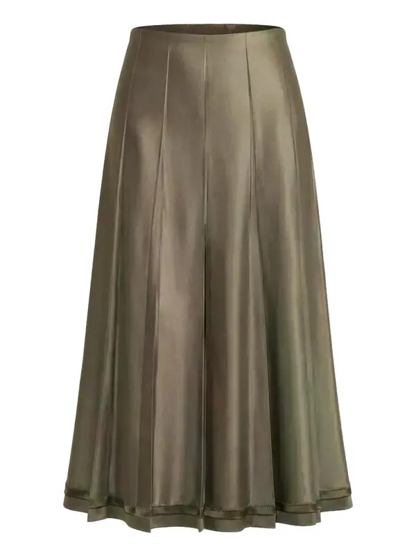 Vince Pleated Satin Skirt - Grey