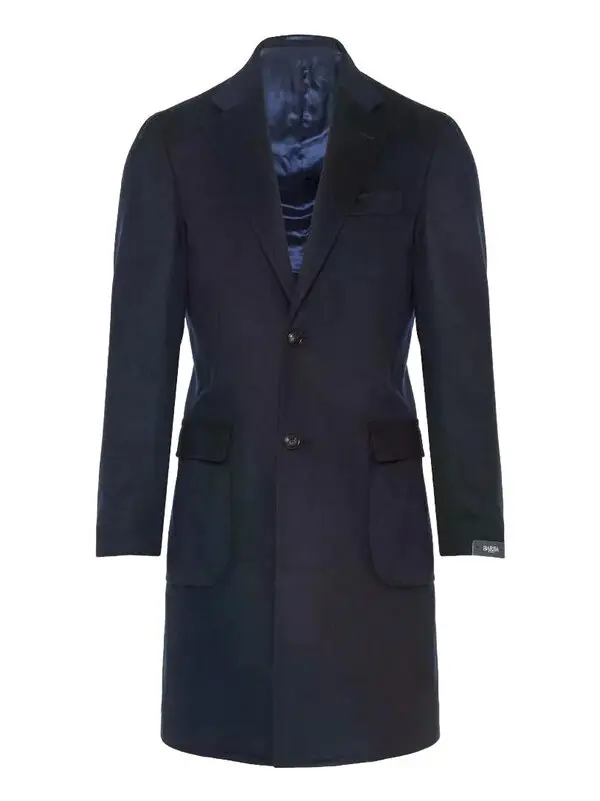 BARBA NAPOLI Single-breasted Cashmere Coat - Blue