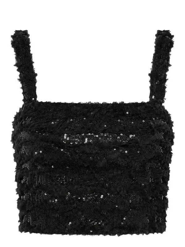 Elie Saab Sequin-embellished Cropped Top - Black