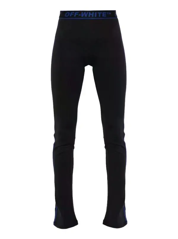 Off-White Logo-waistband Flared-leg Trousers - Black