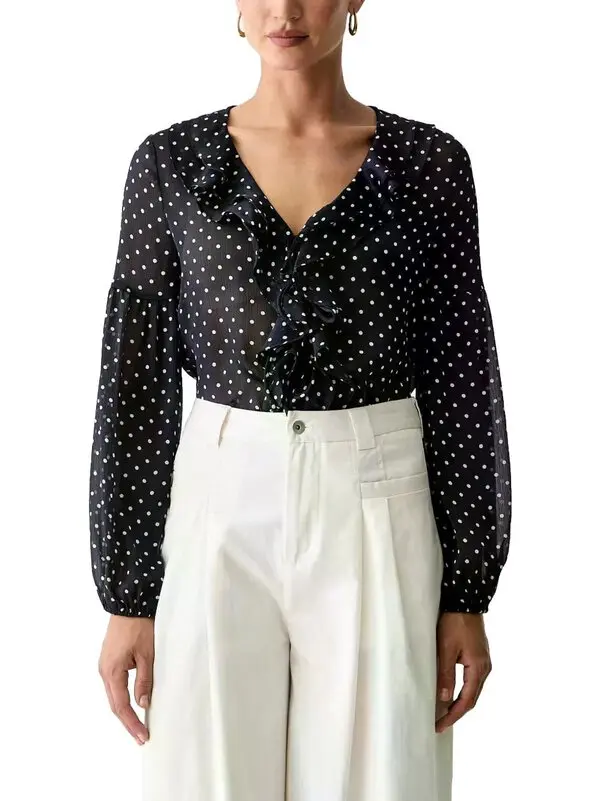 Guess Ruffled Polka-dot Blouse - Blue
