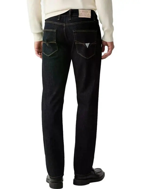 Guess Logo-patch Straight-leg Jeans - Blue