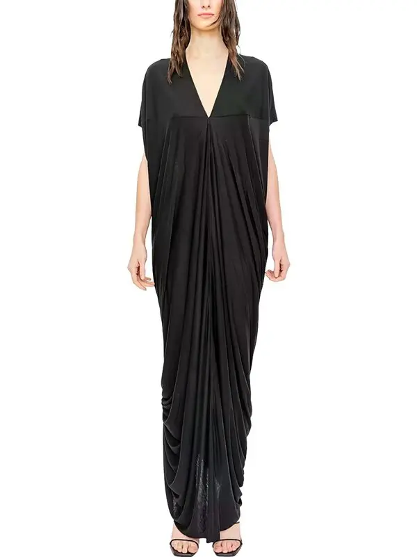 Rick Owens Draped V-neck Maxi Dress - Black