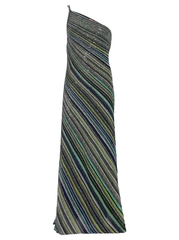 Missoni Sequin-embellished One-shoulder Maxi Dress - Blue