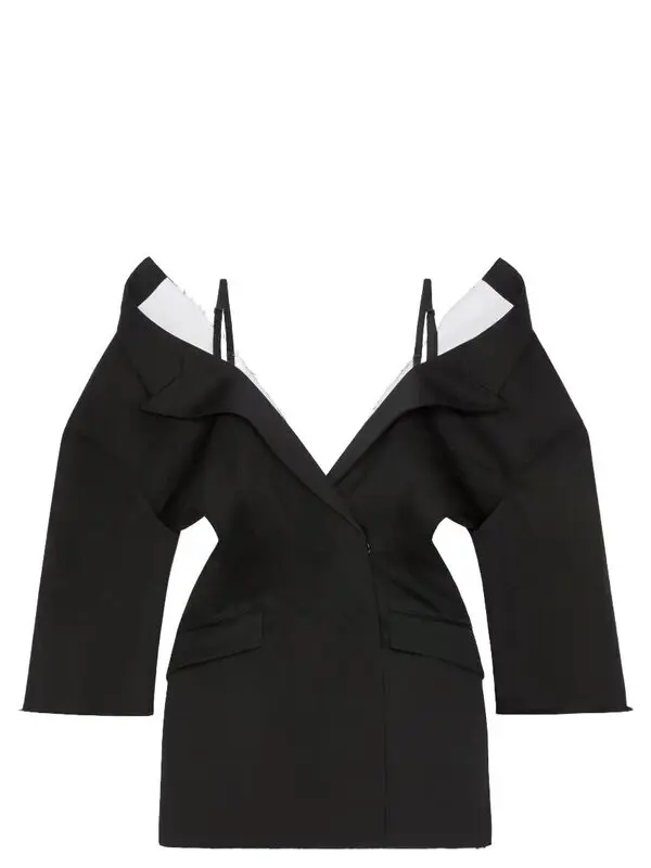 Givenchy Off-the-shoulder Wool Mini Dress - Black