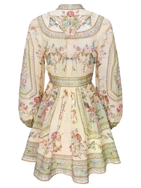 Zimmermann Mini Roselight Floral-print Dress - Neutrals