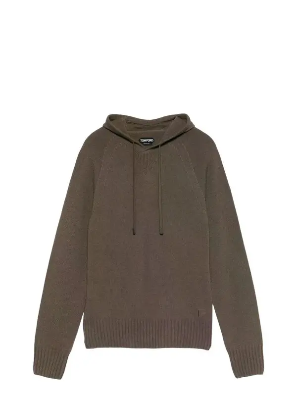 TOM FORD Raglan-sleeve Knitted Hoodie - Brown