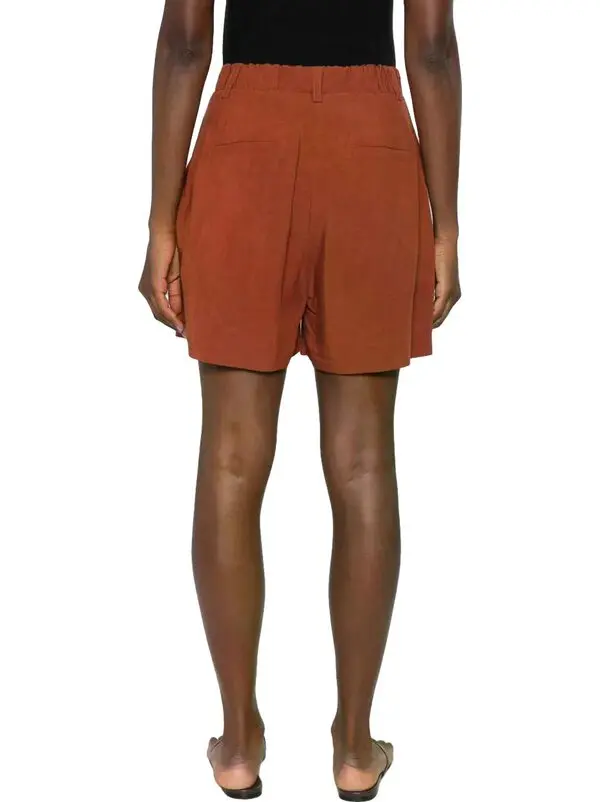 KAOS Pleated High-waisted Shorts - Brown