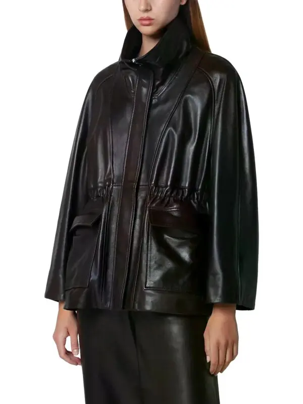 Nour Hammour Quai High-neck Leather Jacket - Brown