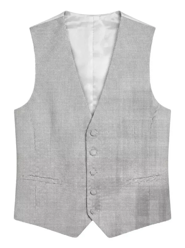ETIEM TEXTIL S.L. Micro-patterned V-neck Waistcoat - Grey
