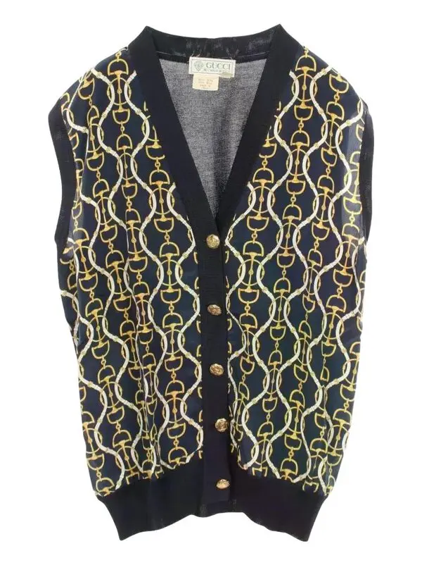 Gucci 2000s Horsebit Pattern Vest - Blue