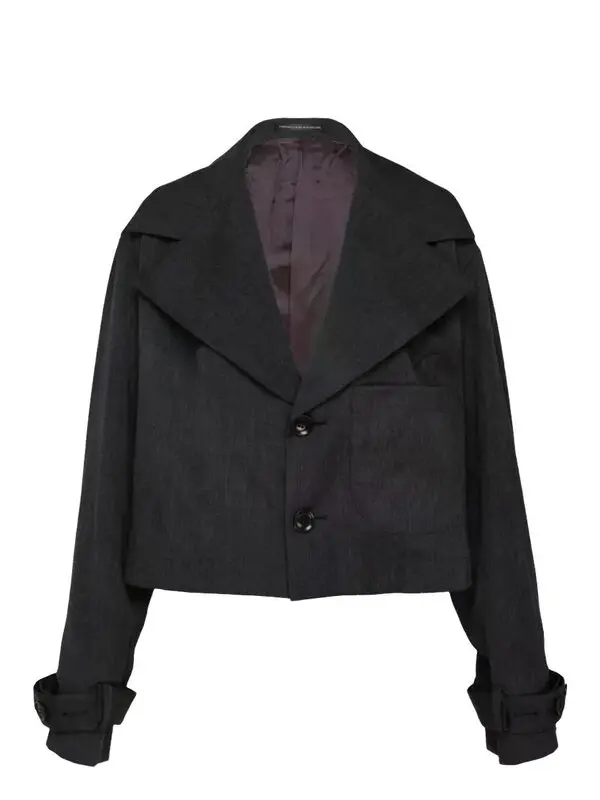 Y’s Wide-collar Belted-cuff Jacket - Grey