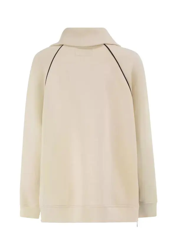 Max Mara Ballata Half-zip Contrast-piping Sweatshirt - Neutrals