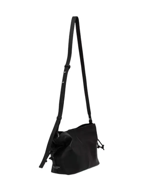 Marc O'polo Small Simona Logo-patch Drawstring-side Cross Body Bag - Black