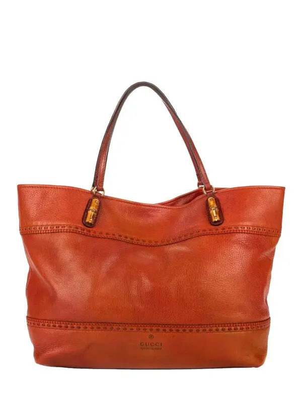 Gucci Bamboo Detail Tote Bag - Orange