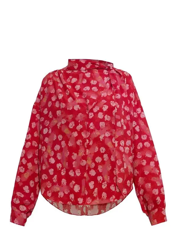 Isabel Marant Étoile Floral-print Tie-neck Top - Red