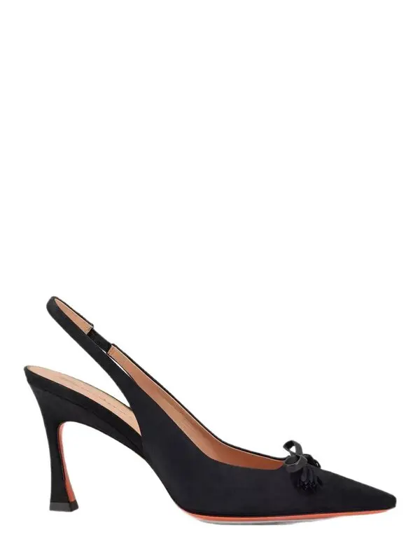 Santoni Bow-detail Slingback Pumps - Black