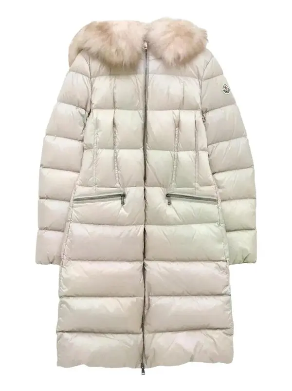 Moncler Fur-trim Quilted Coat - Neutrals