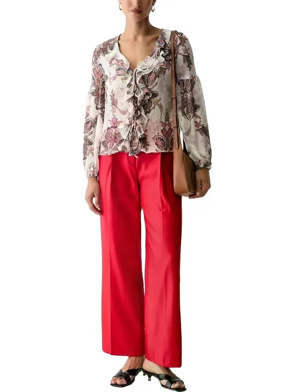 Guess Paisley-print Ruffled Blouse - Neutrals