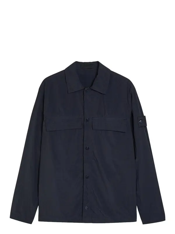 Stone Island Ghost Logo Nylon Overshirt - Navy