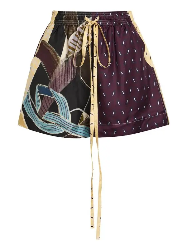 OTZIO Valentino Printed Silk Shorts - Multicoloured