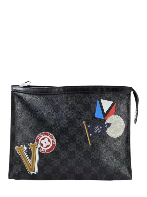 LOUIS VUITTON Pochette Voyage Limited Edition Damier Graphite League Mm Pouch - Black