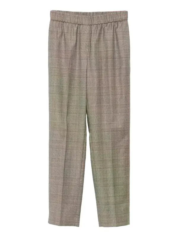 Peserico Check-pattern Elasticated-waistband Trousers - Brown