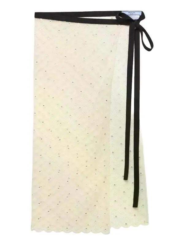 Prada Embroidered Lace Apron - Neutrals
