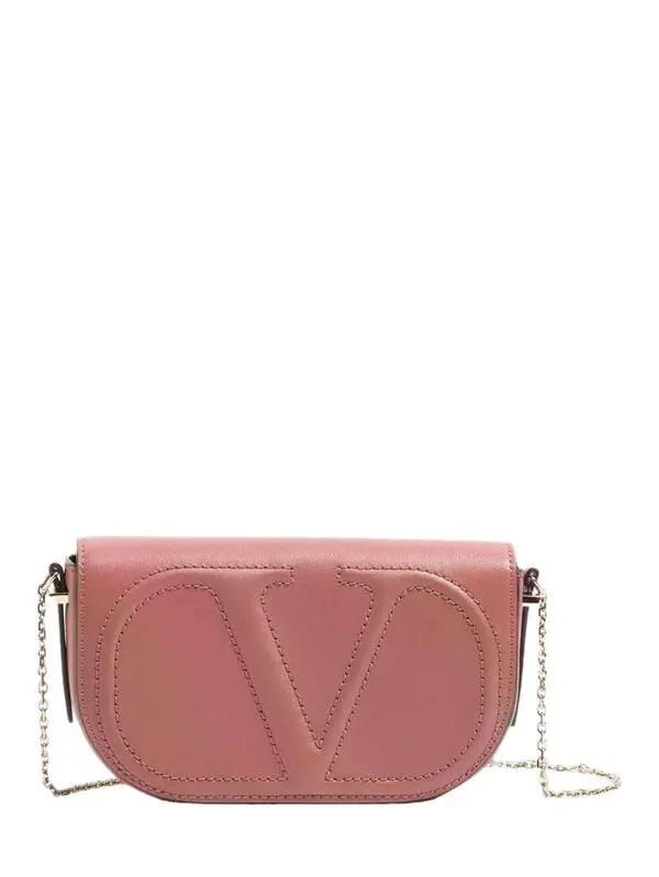 Valentino Garavani Vlogo Walk Chain Pouch In Calfskin - Pink