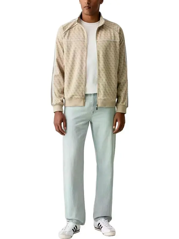 Guess Monogram-print Zip-up Sweater - Neutrals