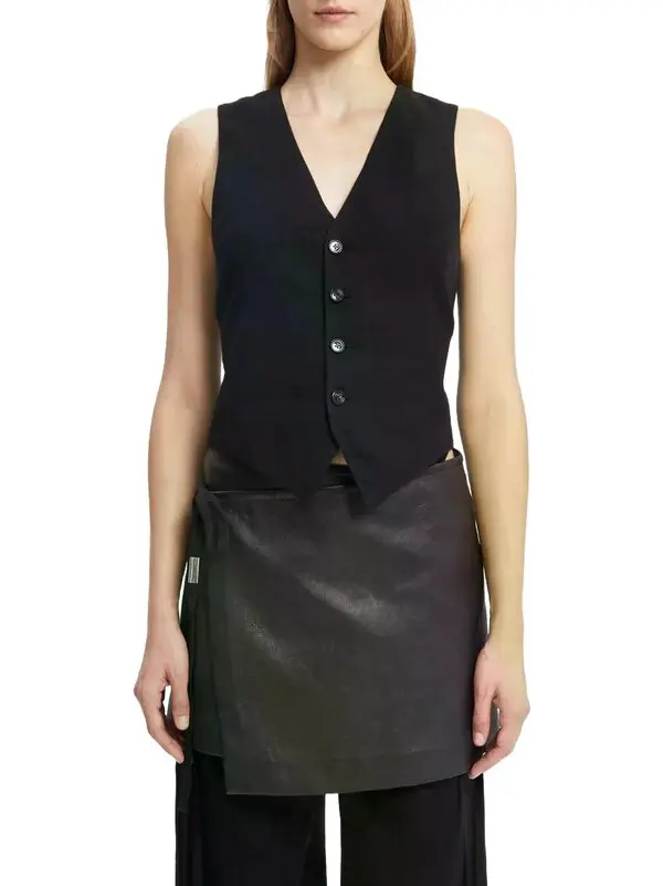 ANN DEMEULEMEESTER Double Gauze Waistcoat - Black