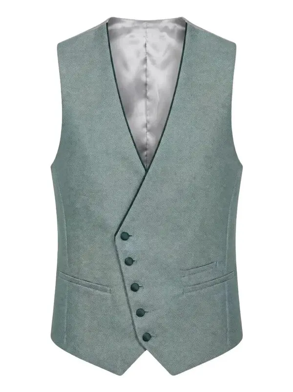 ETIEM TEXTIL S.L. Asymmetric Fastening Textured Waistcoat - Grey