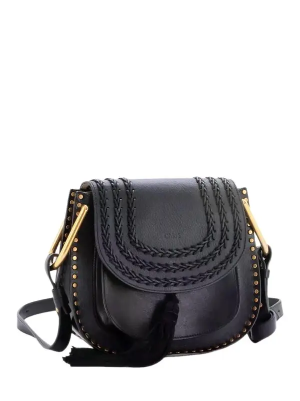 Chloé Hudson Handbag Whipstitch Leather Small Crossbody Bag - Black