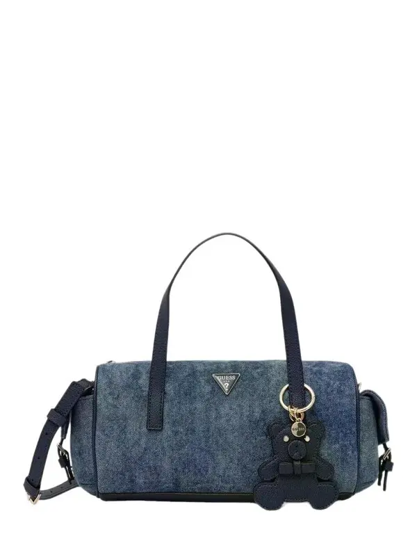 Guess Logo-plaque Bear-charm Tote Bag - Blue