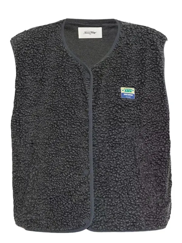 American Vintage Logo-patch Furry Gilet - Grey