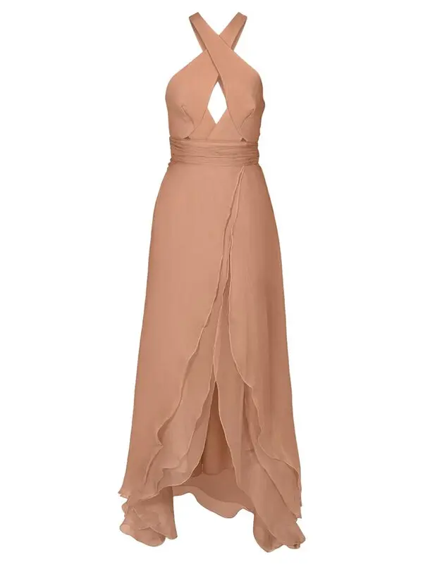 ANSE VICTORIN Tiara Silk Dress Nude - Black