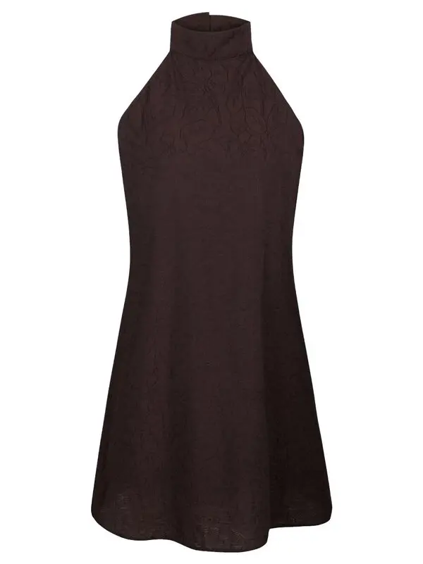 THISISU COLLECTION Nysa Halter-neck Jacquard Mini Dress - Brown