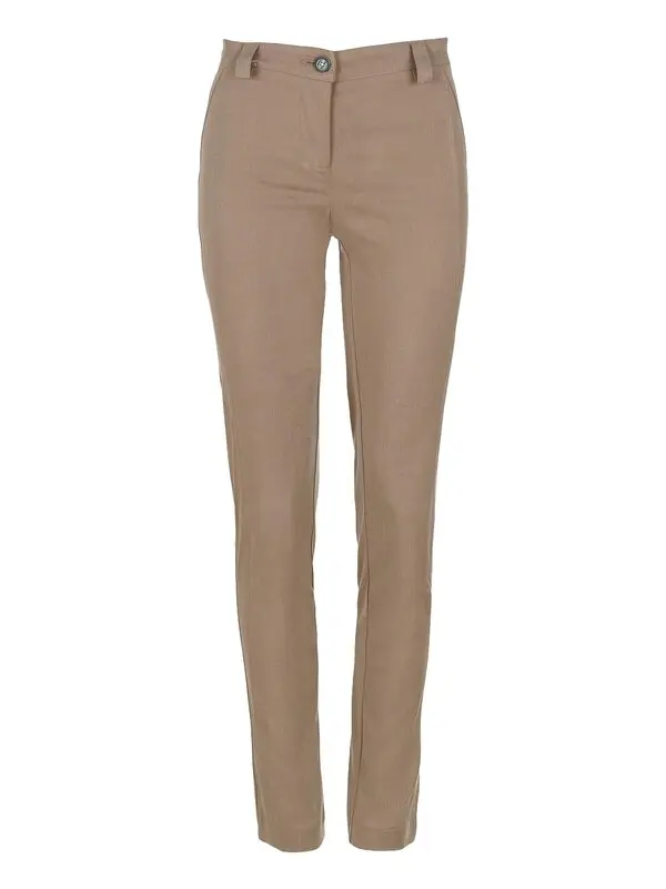 CONQUISTA Camel Fitted Full Length Pants - Brown