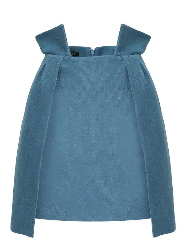 AVENUE N°29 Wool Blend Wrap Mini Skirt Teal - Blue