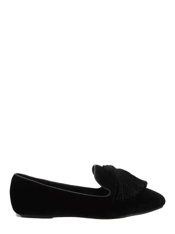 RAG & CO Tromso Iconic Tassel Detail Velvet Loafers In By - Black